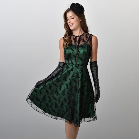 Lindy Bop | Dresses | Lindy Bop Green And Black Lace Dress | Poshmark